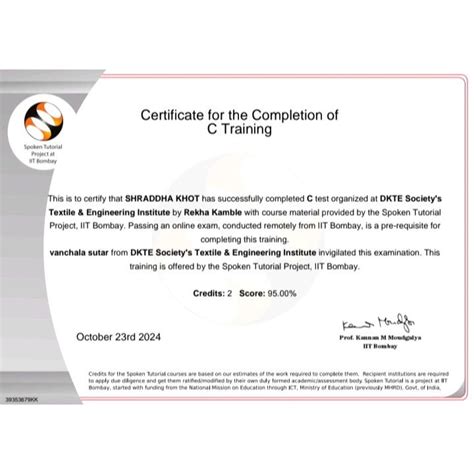 Cprogramming Iitbombay Spokentutorial Certification