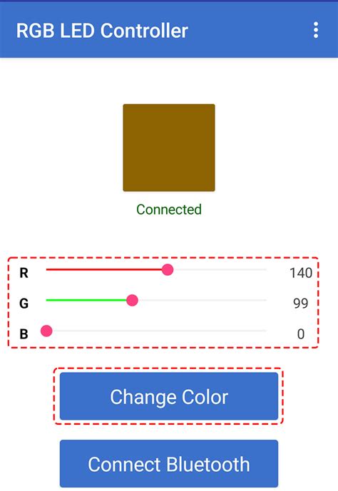 8 10 android application rgb led operation via arduino and bluetooth