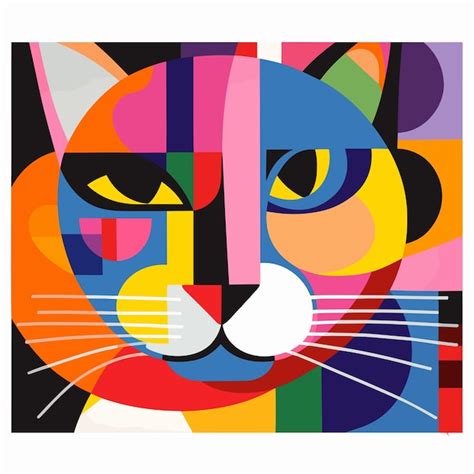 Premium Vector Coloured Hand Drawn Cat Geometric Pattern Design