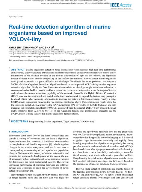 Pdf Real Time Detection Algorithm Of Marine Organisms Based On