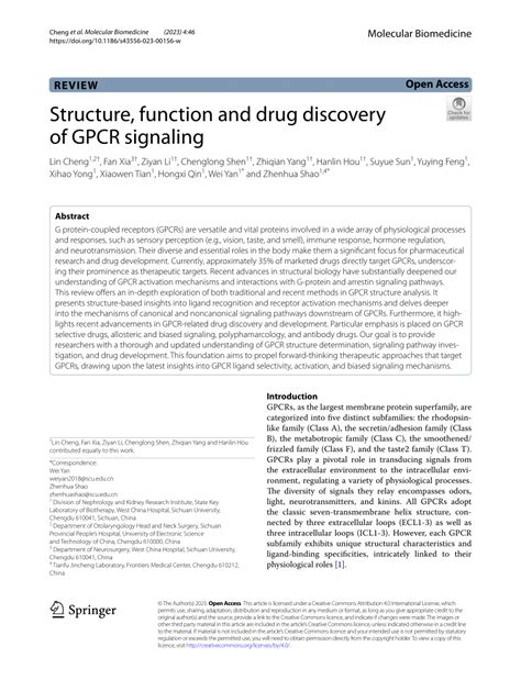 Pdf Structure Function And Drug Discovery Of Gpcr Signaling