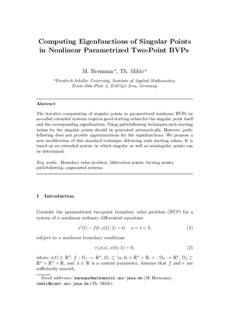 Pdf Computing Eigenfunctions Of Singular Points In Nonlinear