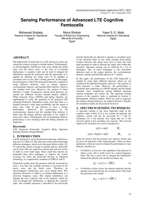 Pdf Sensing Performance Of Advanced Lte Cognitive Femtocells