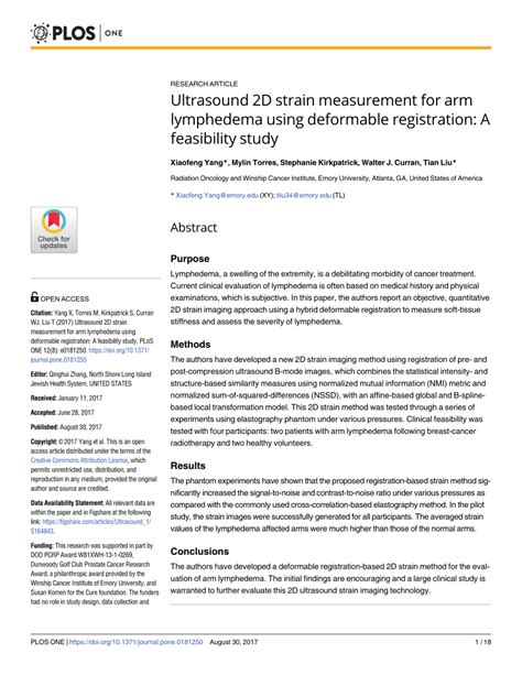 Pdf Ultrasound 2d Strain Measurement For Arm Lymphedema Using