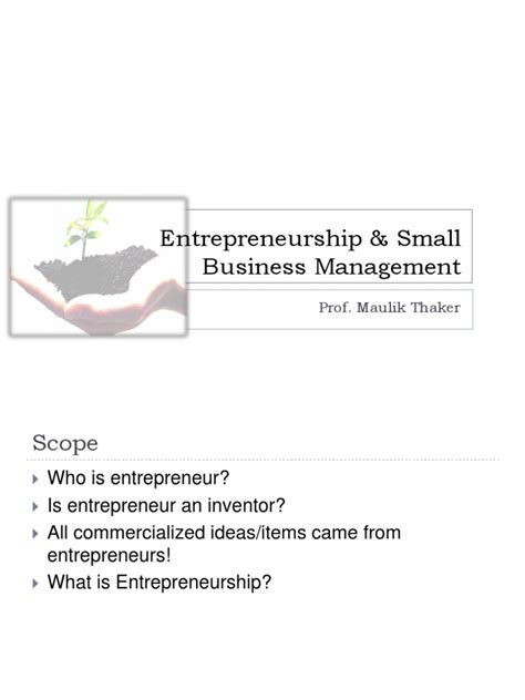 Session 1 To 8 Entrepreneurship And Sbm Prof Maulik Thaker Pdf Entrepreneurship Startup