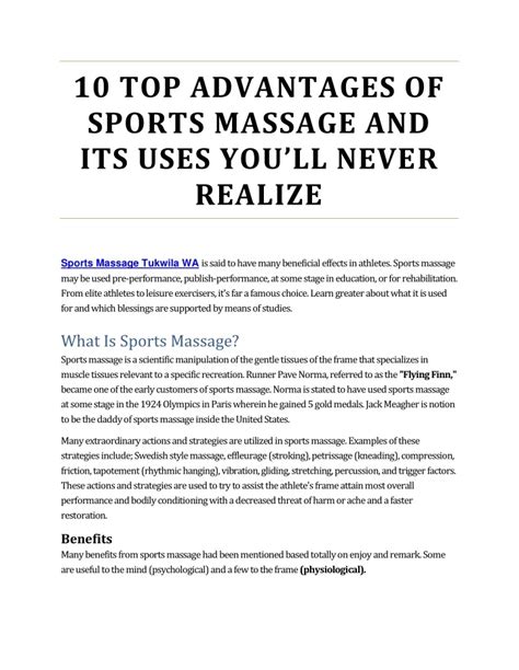 Ppt 10 Top Advantages Of Sports Massage And Its Uses You 01 02 2022