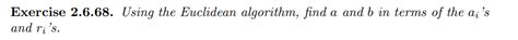 Solved Exercise 2668 Using The Euclidean Algorithm Find