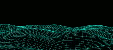 디지털 물결 모양의 와이어프레임 풍경 미래 지향적 인 선형 물결 치는 지형 계곡이있는 산의 디지털 사이버 공간 벡터 일러스트레이션 풍경에 대한 스톡 벡터 아트 및 기타