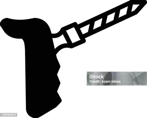 권총 그립 나선형 시멘트 프로브 개념 벡터 글리프 아이콘 Deisgn 타이어 수리 도구와 흰색 배경에 휠 숍 장비 강철에 대한