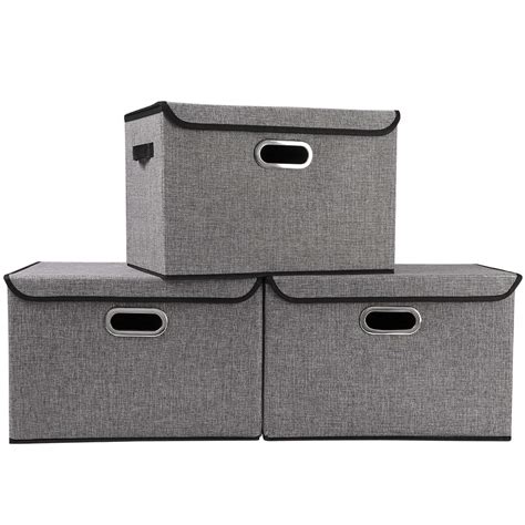 Buy Large Foldable Storage Boxes Bins With Lids[3pack] Stackable