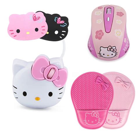 Hello Kitty Wired Mouse 3d Cartoon Pink Cute Mouse Ergonomic 1600 Dpi Usb 2 4g Optical Mouse And