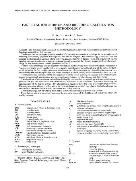 Pdf Fast Reactor Burnup And Breeding Calculation Methodology