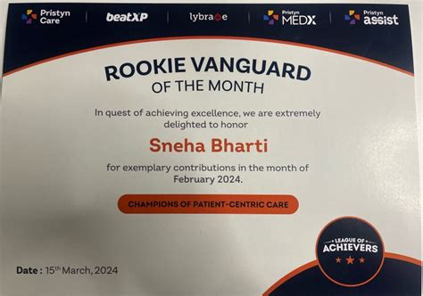 sneha bharti on linkedin rookievanguard achievementunlocked goalcrushed