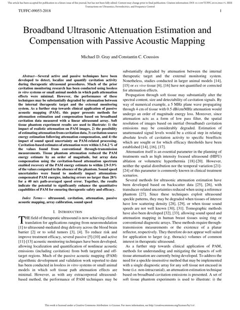 Pdf Broadband Ultrasonic Attenuation Estimation And Compensation With Passive Acoustic Mapping