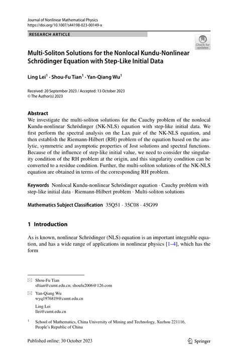 Pdf Multi Soliton Solutions For The Nonlocal Kundu Nonlinear