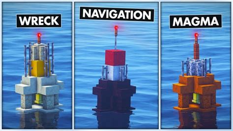 3 Ocean Build Ideas Navigation Buoy Design Minecraft Tutorial Easy In 2024 Minecraft