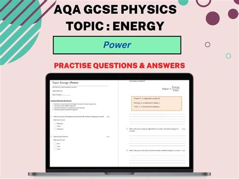 AQA GCSE Physics Energy Power Revision Questions Answers Teaching Resources