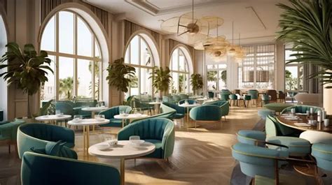 3d로 렌더링된 생생한 가구를 갖춘 호화로운 호텔의 현대적인 레스토랑 호텔 인테리어 레스토랑 인테리어 카페 인테리어 배경 일러스트 및 사진 무료 다운로드 Pngtree