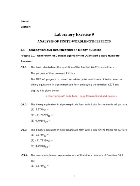 Binary Numbers Worksheet Doc Template Pdffiller