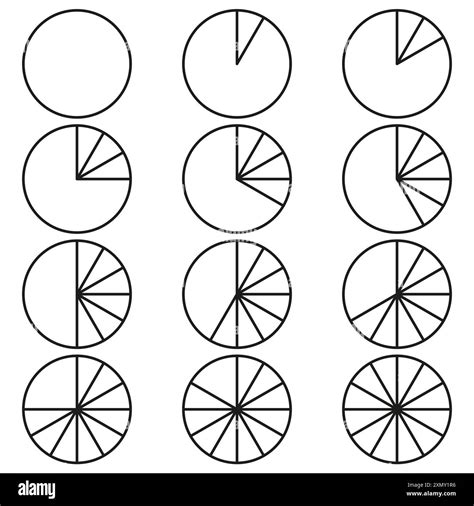 Pie Chart Collection Circular Data Visualization Black Vector Icons Statistical Graphic Set