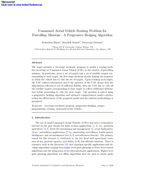 pdf unmanned aerial vehicle routing problem for patrolling missions a