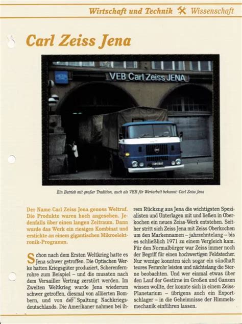 Veb Carl Zeiss Jena Ddr Infokarte Eur 1 00 Picclick De