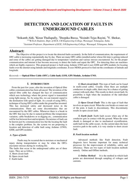 Pdf Detection And Location Of Faults In Underground Cables