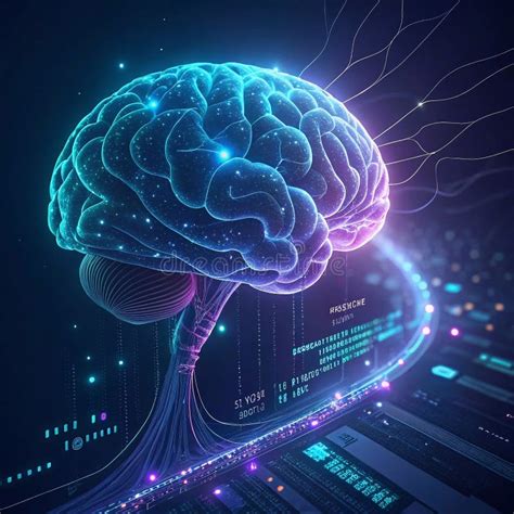 Abstract Human Brain Light Data With A Cybernetic Interface And High