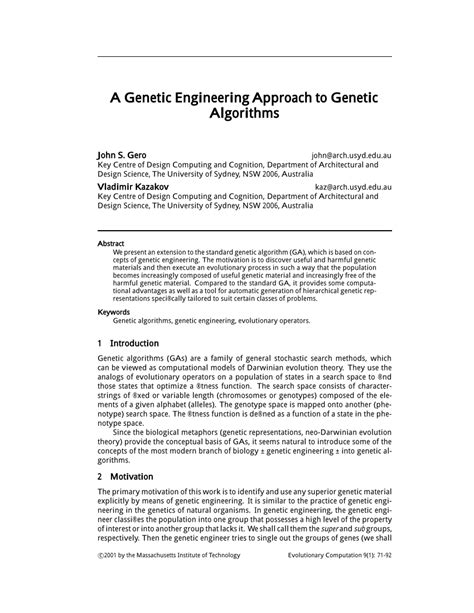 PDF A Genetic Engineering Approach To Genetic Algorithms