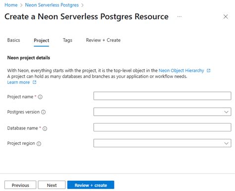 빠른 시작 Neon 서버리스 Postgres 리소스 만들기 Azure Native Integrations