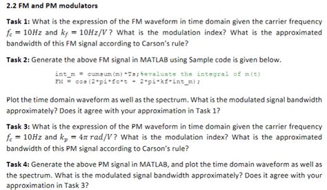 Solved 2 2 ﻿fm And Pm Modulatorstask 1 What Is The