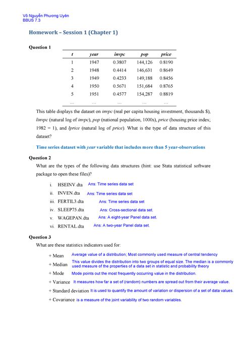 Applied Econometrics Homework Warning Unimplemented Annotation Type FreeText Studocu