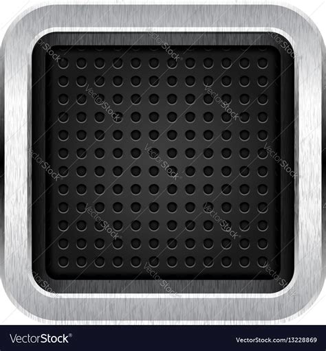 Square Blank Chrome Metal Icon Empty Web Button Vector Image