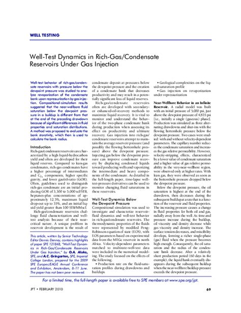 Pdf Well Test Dynamics In Rich Gas Condensate Reservoirs Under Gas Injection