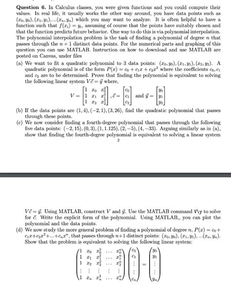 Question 6 In Calculus Classes You Were Given