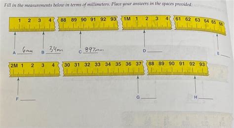 solved fill in the measurements below in terms of