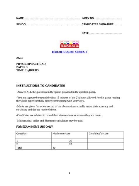 Physics Practical Exam 3 Questions Pdf