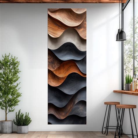 Abstract Wood Boards Canvas Wall Art Minimalist Boho Decor Long