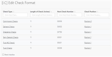 Edit Check Formats New Back Office