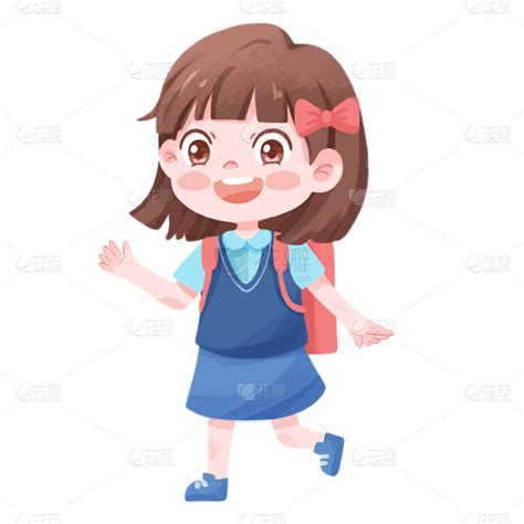 手绘 儿童人物插画贴纸 小女孩