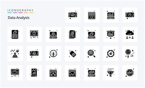 Free Vector 25 Data Analysis Solid Glyph Icon Pack Vector Icons