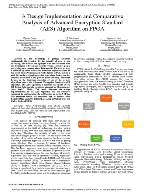 A Design Implementation And Comparative Analysis Of Advanced Encryption