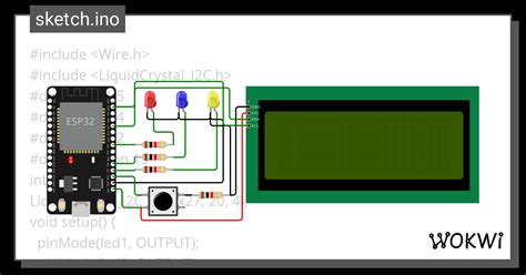 Tombol 3 Lampu Lcd Wokwi Esp32 Stm32 Arduino Simulator
