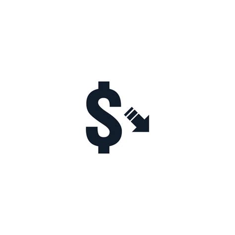 Dollar Decrease Icon Money Symbol With Arrow Stretching Rising Drop