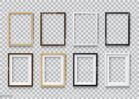 사진 현실적인 광장 흰색 검정과 앞에서 벽에 걸려 나무 빈 그림 프레임의 집합입니다 0명에 대한 스톡 벡터 아트 및 기타 이미지 0명 간판 건축 Istock