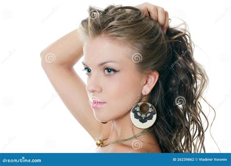 La Ragazza Sensuale Con Bei Capelli Fotografia Stock Immagine Di Carino Testa