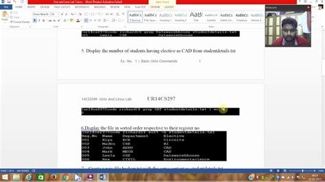 Unix Lab Exp 1 Youtube