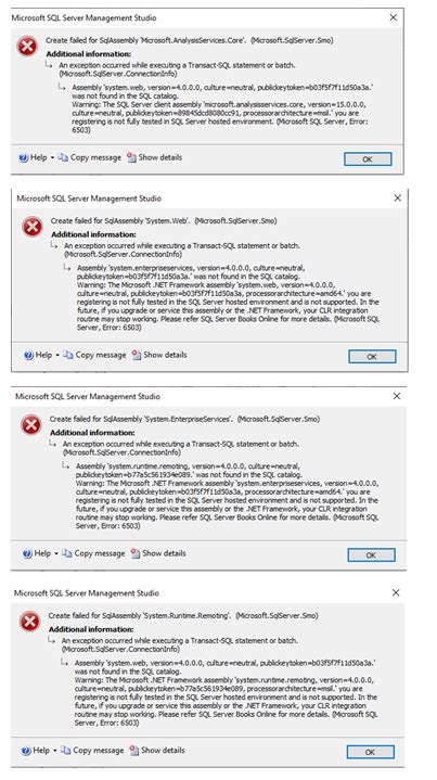 can t create assembly microsoft analysisservices dll on sql 2019 db