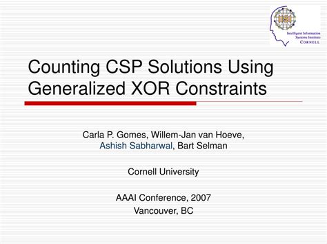Ppt Counting Csp Solutions Using Generalized Xor Constraints