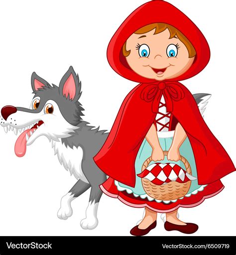 Little Red Riding Hood Meeting With A Wolf Vector Image